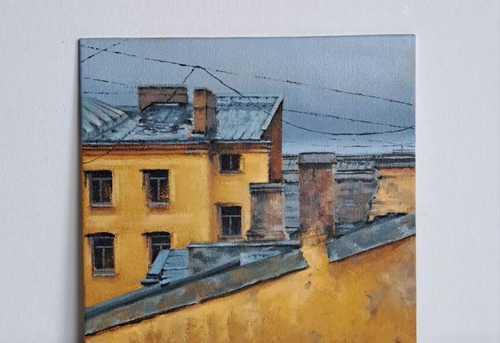 Картина маслом на холсте Питерские крыши