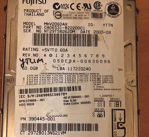 Жесткий диск Fujitsu mhv2060ah
