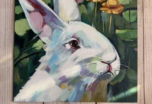 Картина “Белый кролик“, 30х30
