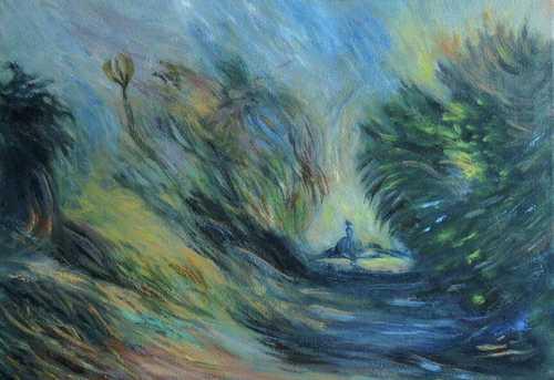 Картина маслом холсте пейзаж импрессионизм Ренуар