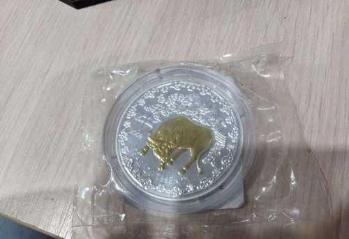Серебряная монета Руанды "Год Быка"