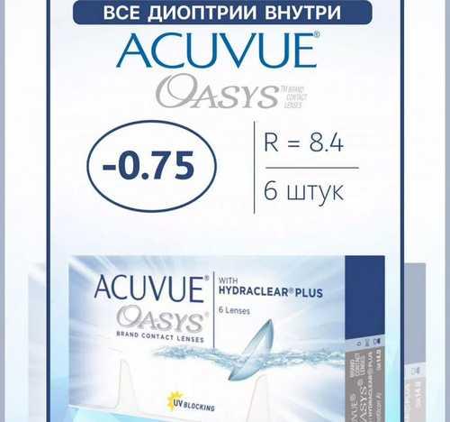 Линзы контактные -0,75 acuvue oasys двухнедельные