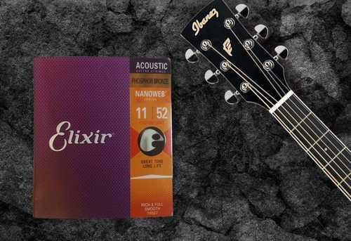 Струны для акустической гитары Elixir 11 52