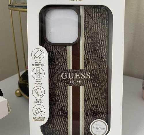 Чехол Guess коричневый на iPhone 16 Pro Max