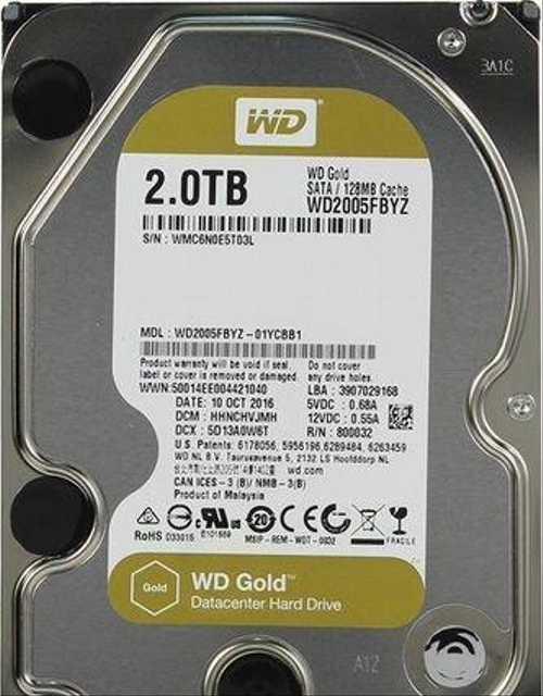 Жесткий диск Western Digital Gold 2 Тб wd2005fbyz