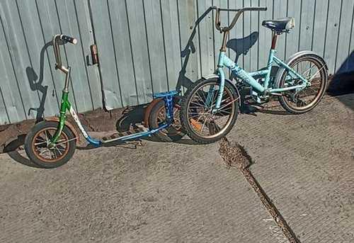 Продам подростковый велосипед и детский самокат