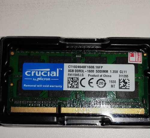 Новая Crucial 8GB ddr3l So-dimm ct102464bf160b