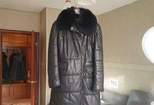 Кожаное женское пальто