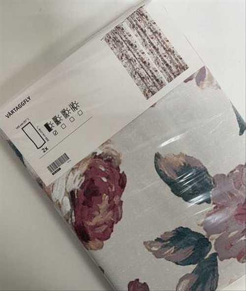 Вортагфли Гардины, белый/цветы, 300х145 IKEA