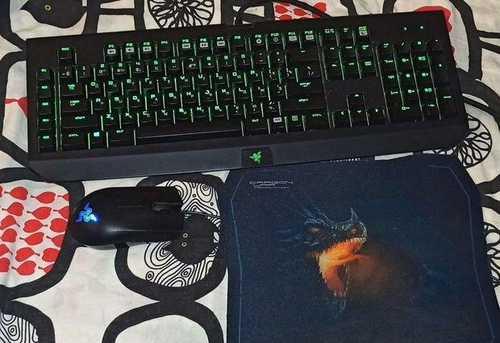 Клавиатура Razer механика с подсветкой +мышь Razer