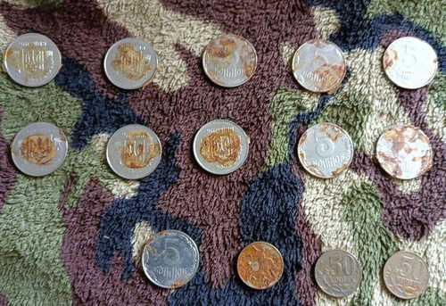 Старые Украинские монеты 5 и 50 копеек