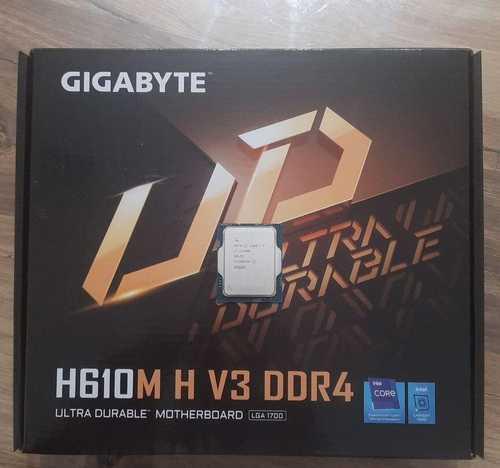 Комплект i5 12400f   gigabyte H610M h v3 DDR4