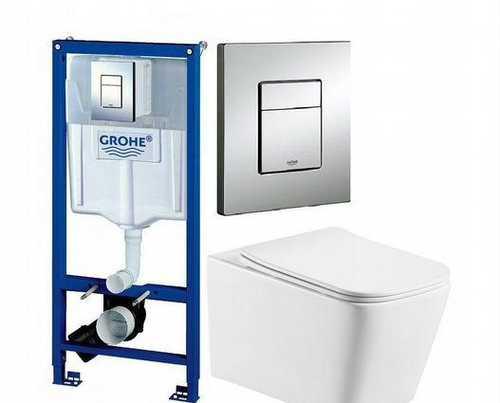 Инсталляция Grohe и подвесной безободковый унитаз