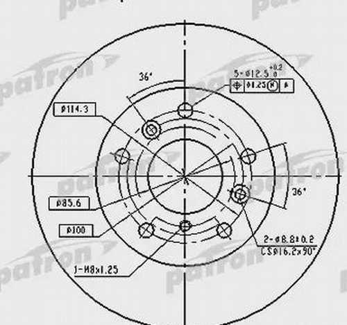 Patron PBD2571 Диск тормозной передн ford USA: probe I 88-93, mazda: 626 II 83-87, III 87-92, Chery