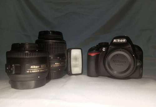 Фотоаппарат nikon d3100 + nikkor 18-55 + nikkor 35