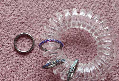 Сережки, кольцо-кликер, пирсинг, титан