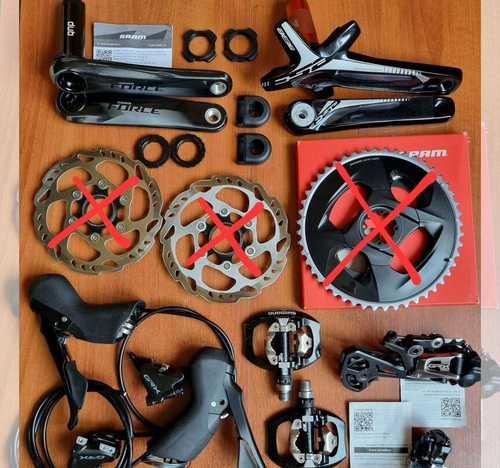 Дуалы Shimano GRX шатуны Sram Force FSA Gossamer