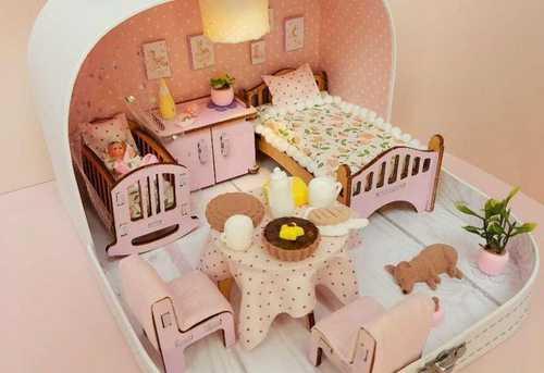 Кукольный домик- чемодан, кукла, мебель, румбокс