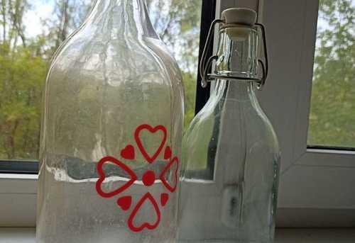 Бутылки стеклянные с пробкой