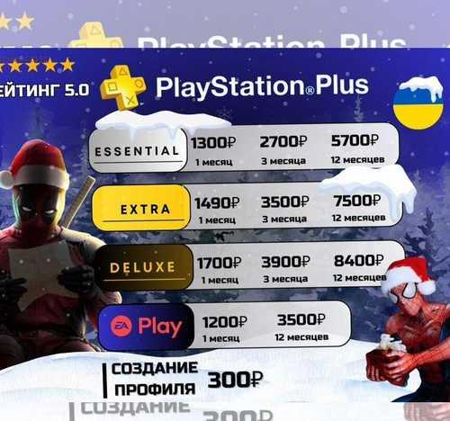 Подписка ps plus Delux Украина 1/3/12 месяцев для ps5 ps4 (Арт.70320)