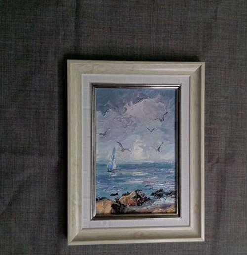Картина маслом "Море с чайками"-на заказ