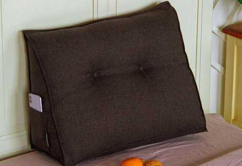 Клиновидная подушка на кровать диван Рогожка 60