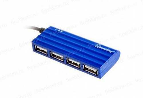 Хаб USB 2.0 Smartbuy 6810, 4 порта, голубой (sbha