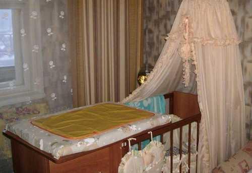Балдахин с бордюром для детской кроватки