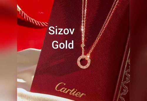 Золотое колье Cartier 7.79 гр 0.09 ct