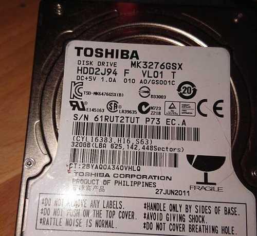Жесткий диск Toshiba 320 гб MK3276GSX
