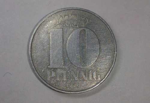 Монета гдр - 10 феннингов, 1970 года