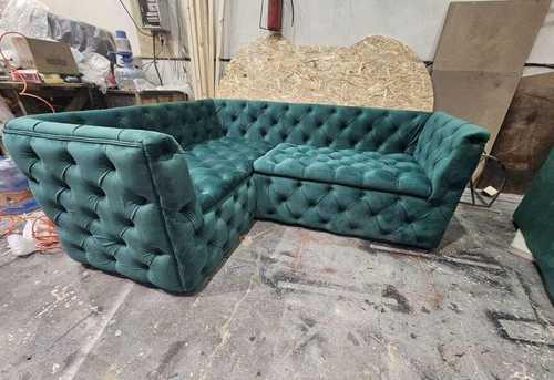 Угловой диван с каретной стяжкой ботичелли