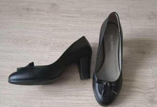 Туфли женские черные кожа 38