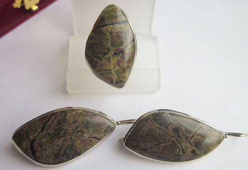 Серьги и Кольцо Яшма