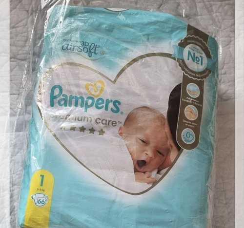 Подгузники 65 шт Pampers premium care 1