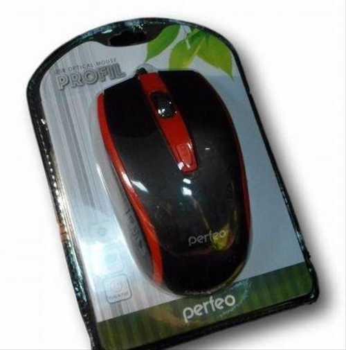 Мышь проводная Perfeo Profil 4 кн. USB, черно-крас