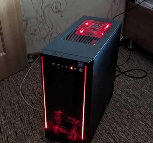 Корпус пк AirTone K5-9388 Miditower ATX red LED