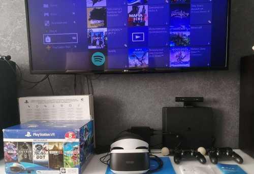 PS4 Slim 500+PS VR шлем+камера+2 мув+2 дж+игры