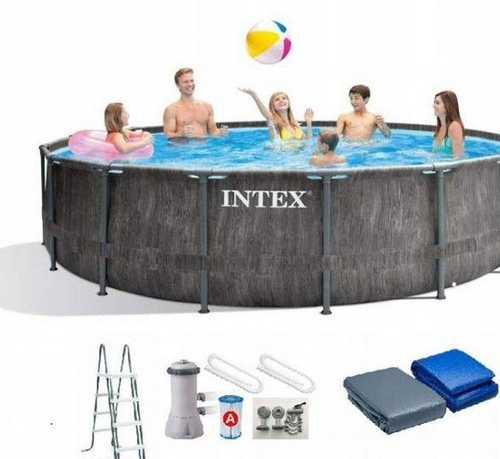 Каркасный бассейн 549х122см Intex GreyWood компле