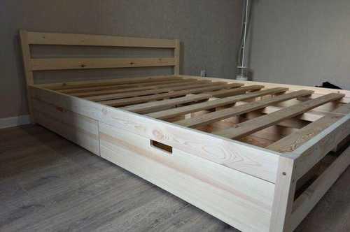 Кровать двуспальная "Инди" из массива дерева