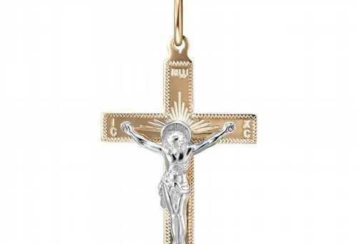 Подвеска-крест из комбинированного золота, Ювелиро