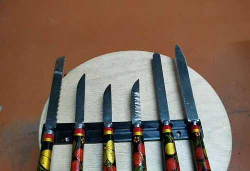 Набор ножей СССР с росписью рукояток под хохлому