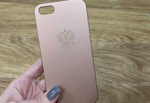 Чехол на iPhone 5 5s se. Беж с гербом России