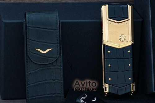 Vertu S Design Red Gold с чехлом в крокодиле