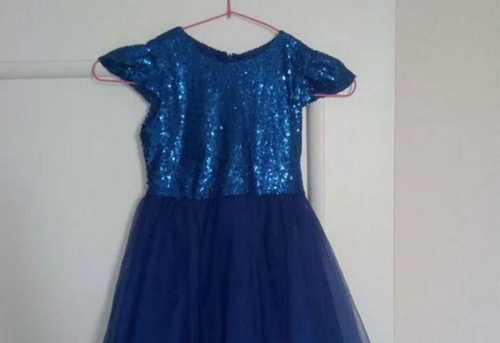 Платье синее праздничное 122