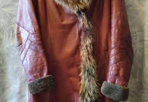 Дубленка - кожаное пальто натуральная женская 52