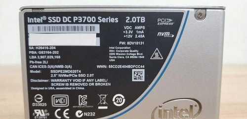 Серверные SSD Intel P3700 DC 2.0Тб hhhl