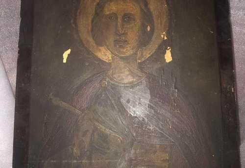 Старинная большая икона Св. Пантелеймон
