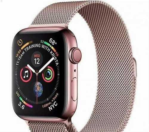Apple watch 42 44 45 Розовое золото милано металич