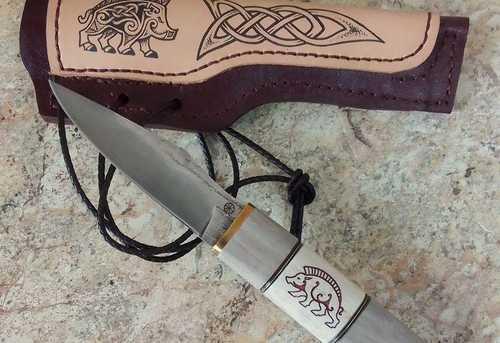 Нож кованый "Сакс" х12мф рог клён "кабан"